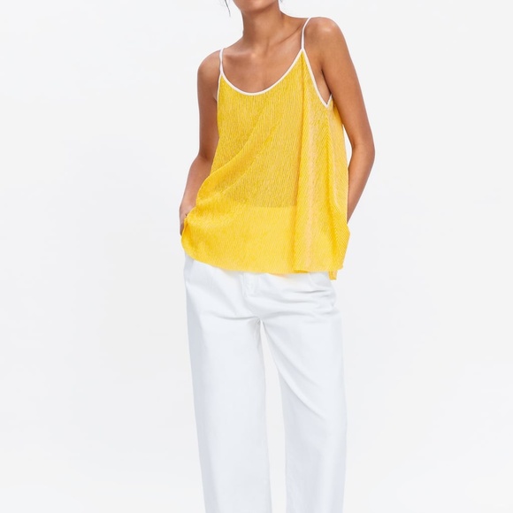 Zara | Tops | Nwt Zara Bright Yellow Textured Top This Is Fabulous ...